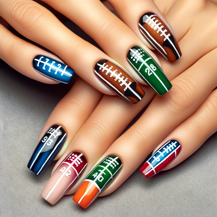 15 Superbowl Nail Designs to Unleash Your Football Team Spirit